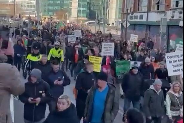 Thousands protest the left-wing bias of The Irish Times in Dublin